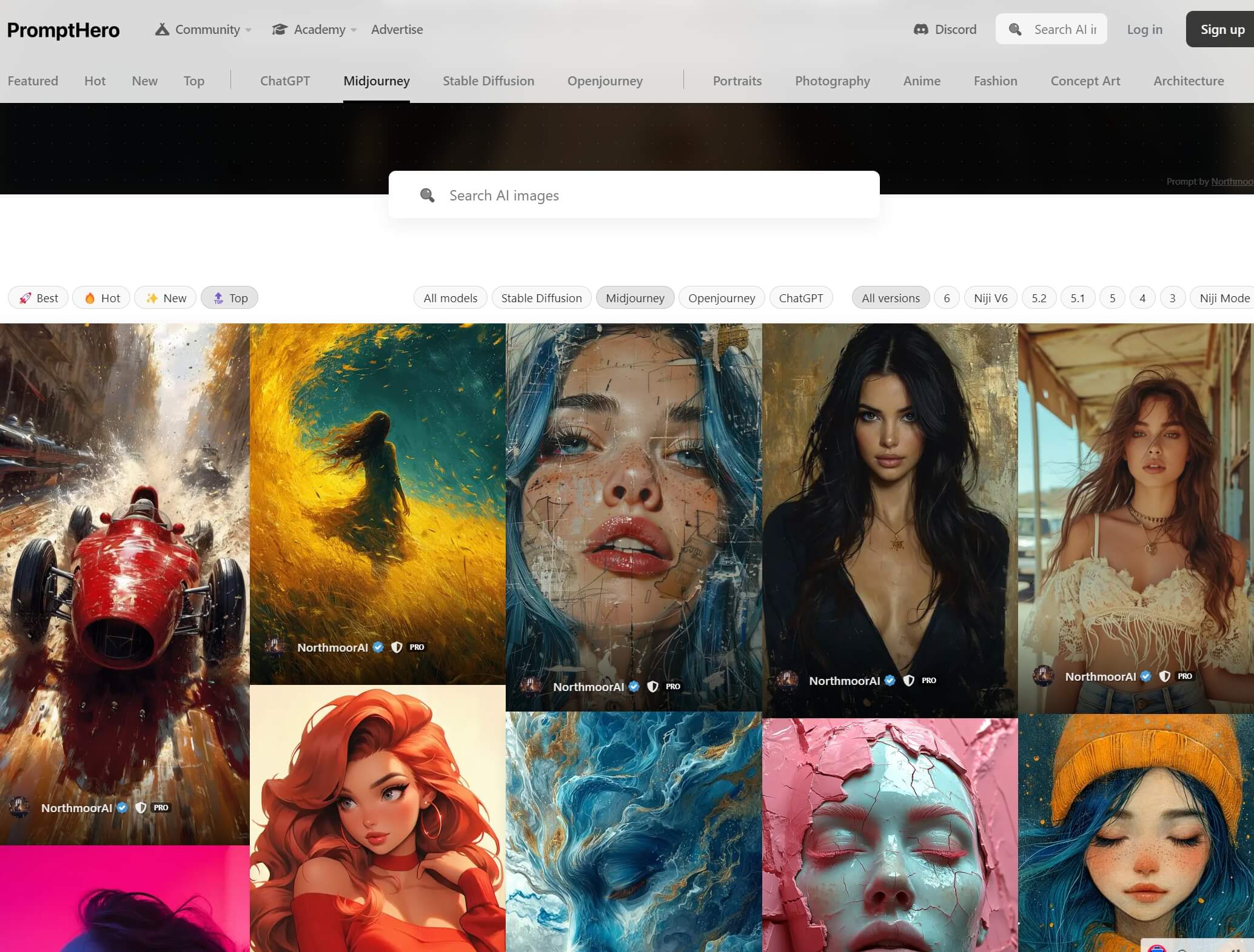 PromptHero官网 - 数百万张AI生成艺术图片的Prompts | 郑州有一个科技有限公司-图钉AI导航